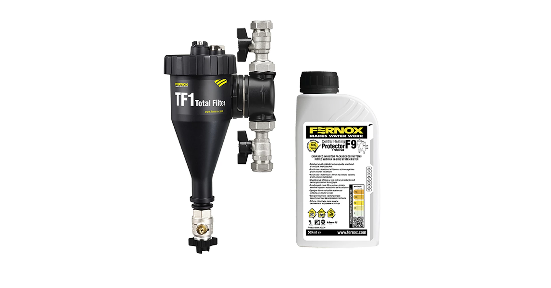 FERNOX TF1 TOTAL FILTER hidrociklonikus és mágneses vízszürő 22mm, 28mm ...